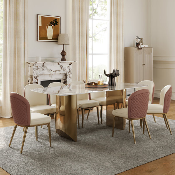 Everly Quinn Modern Rectangular Sintered Stone Dining Table Set | Wayfair